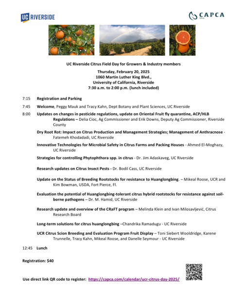 Citrus Day 2025 Agenda | Givaudan Citrus Variety Collection at UCR